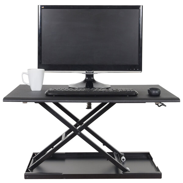 Luxor CVTR32-BK 31 1/2" x 22 1/4" Black Adjustable Stand Up Desktop Desk