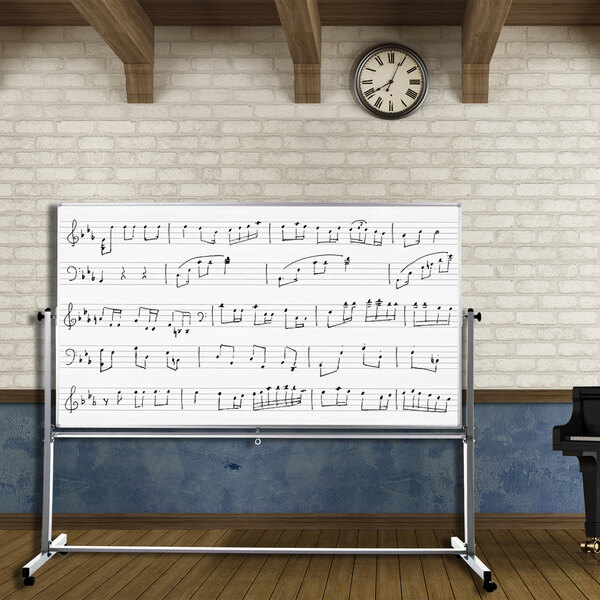 Luxor MB7248MM 72" x 48" Double-Sided Magnetic Music Whiteboard with ...