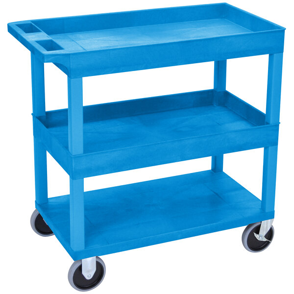 Luxor EC112HD-BU Blue Two Tub and One Flat Shelf Heavy-Duty Utility ...