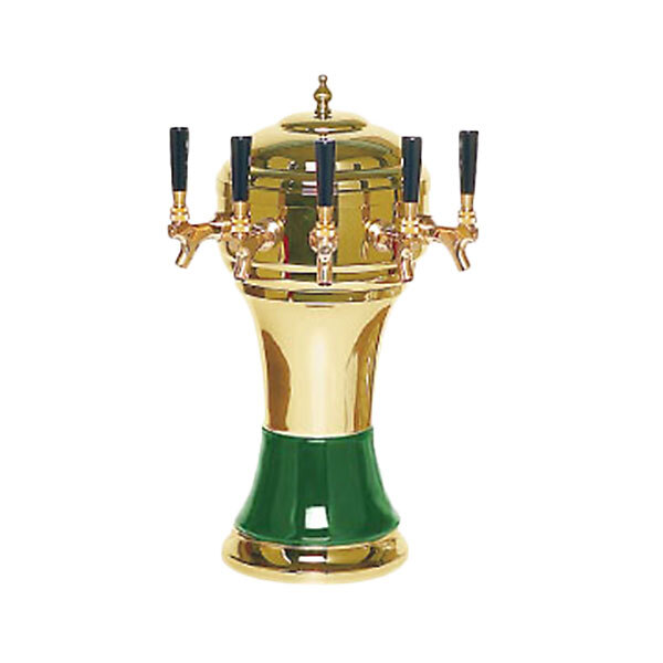 Micro Matic CT900-5BR Zeus Brass Green Air Cooled 5 Tap Tower
