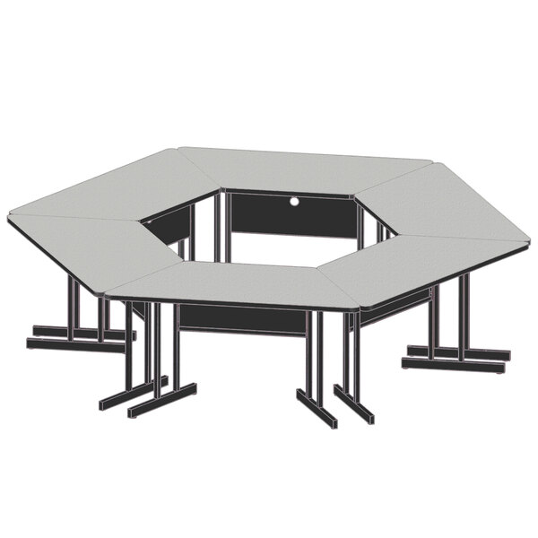 Correll EconoLine 30" x 60" Trapezoid Gray Granite Melamine Top Desk ...