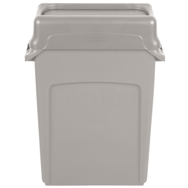 Rubbermaid Slim Jim 64 Qt. / 16 Gallon Beige Rectangular Trash Can with ...