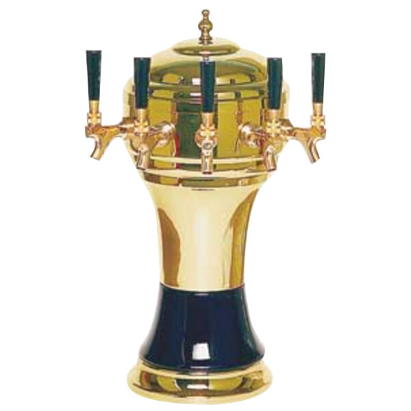 Micro Matic CT902-5BR Zeus Brass Black Air Cooled 5 Tap Tower