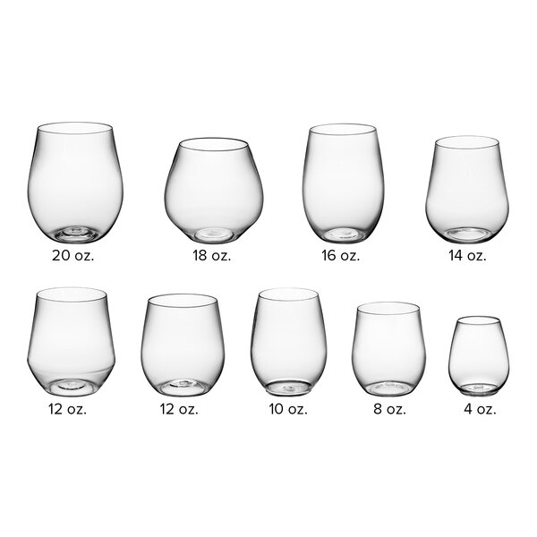 Visions 4 oz. Heavy Weight Clear Plastic Stemless Wine Sampler Glass ...