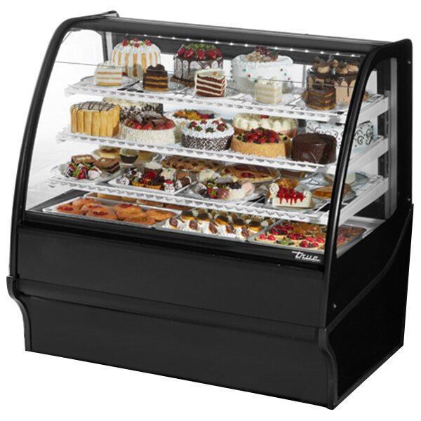 True TDM-R-48-GE/GE 48" Black Curved Glass Refrigerated Bakery Display Case
