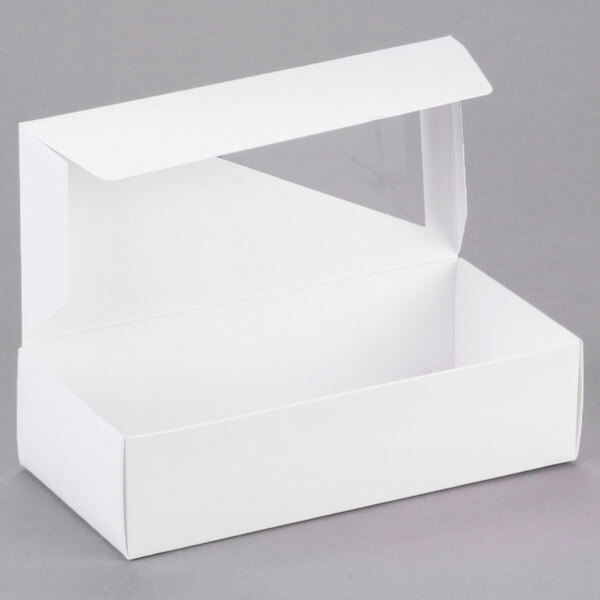 7 1/8" x 3 3/8" x 1 7/8" White 1 lb. 1-Piece Candy Box with Triangular ...