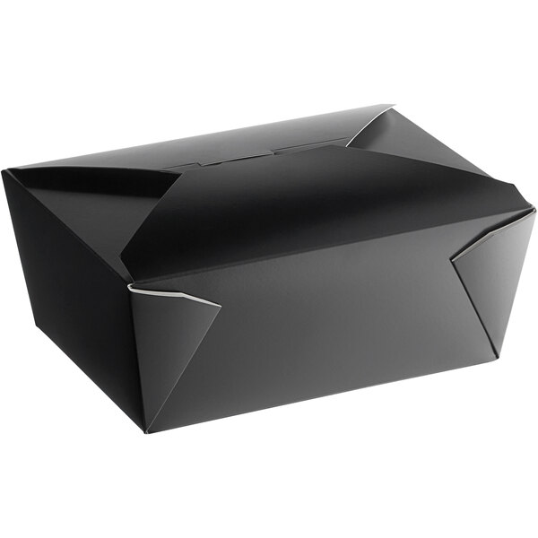Choice Black Microwavable Folded Paper #4 Take-Out Container 7 3/4" x 5 ...
