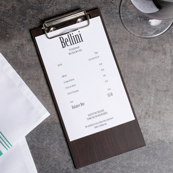 Check Holder (Dark Wood Grain, w/ Clip, 4" x 8")