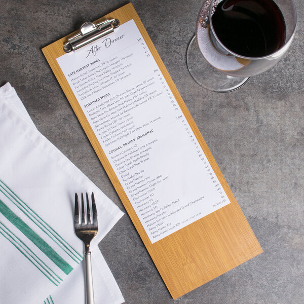 Choice 4 1/2" x 12 1/2" Natural Wood Color Menu Holder / Presenter with ...