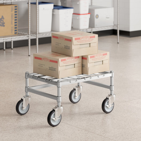 Regency 18" x 24" Heavy-Duty Mobile Chrome Dunnage Rack with Mat