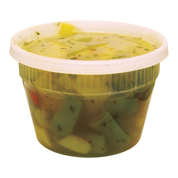 Pactiv/Newspring YSD2516 16 oz. Translucent Round Deli Container Combo ...
