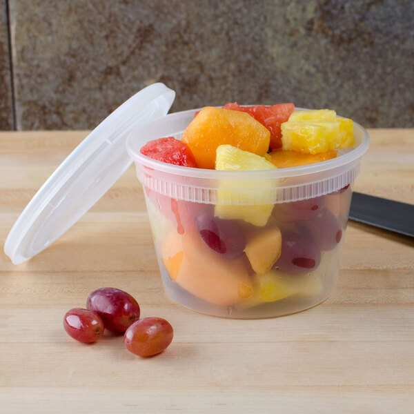 Pactiv/Newspring YSD2516 16 oz. Translucent Round Deli Container Combo ...