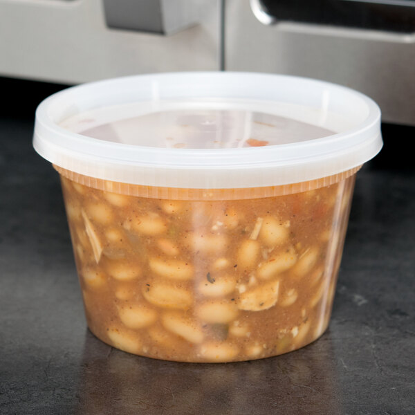 Pactiv/Newspring YSD2516 16 oz. Translucent Round Deli Container Combo ...