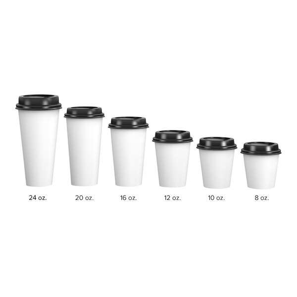 Choice 10 oz. White Poly Paper Hot Cup and Lid - 100/Pack