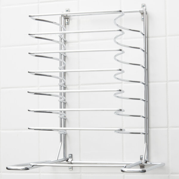 American Metalcraft 19107 7 Slot Wall Mounted Pizza Pan Rack with Wall ...