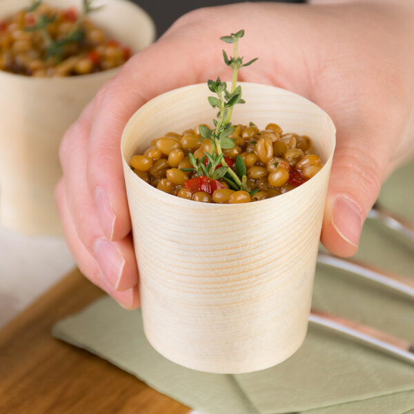 Tablecraft BAMDCP1 4 oz. Small Wooden Disposable Serving Cup - 50/Pack