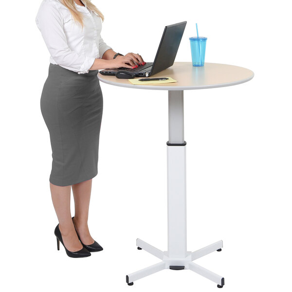 Luxor LX-PNADJ-ROUND 31 1/2" Round Pneumatic Adjustable Height Table