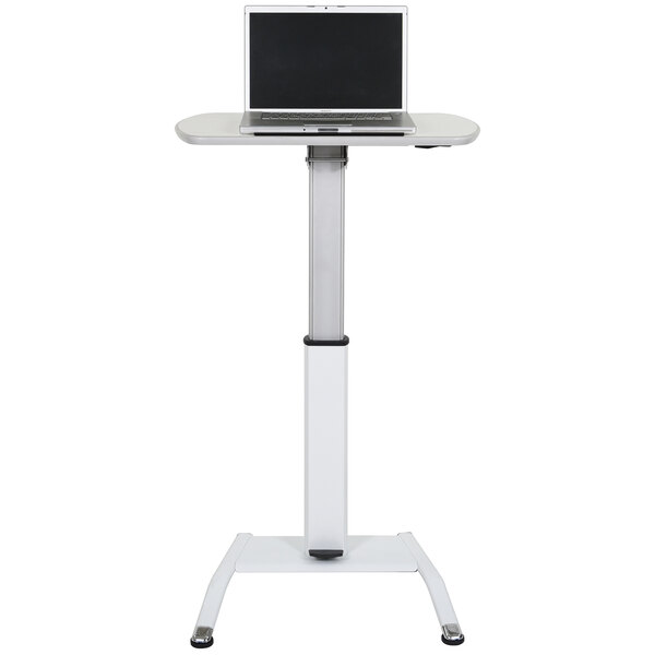 Luxor LX-PNADJ-WH 25 1/2" Pneumatic Adjustable Height Lectern