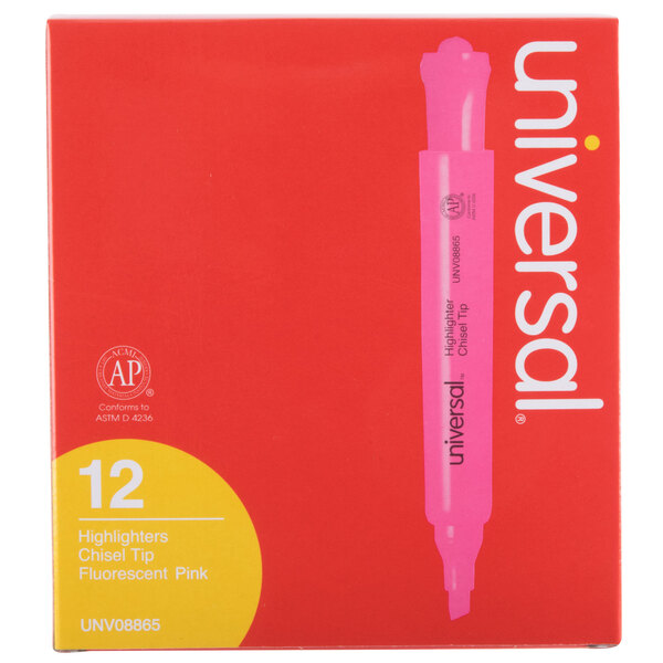 Universal UNV08865 Fluorescent Pink Chisel Tip Desk Style Highlighter ...