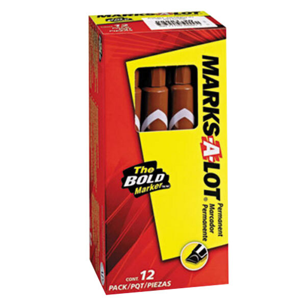 Avery® 8881 Marks-A-Lot Large Brown Chisel Tip Desk Style Permanent ...