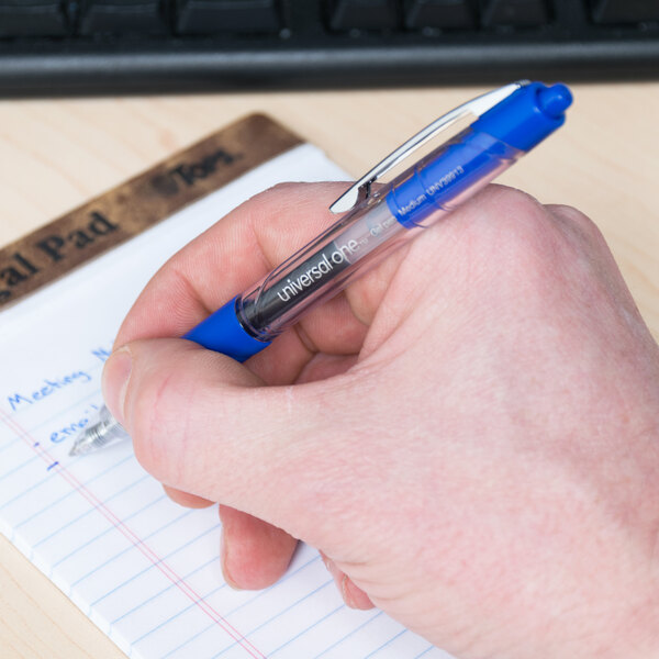 Universal One UNV39913 Blue Medium Point 0.7mm Clear Retractable ...