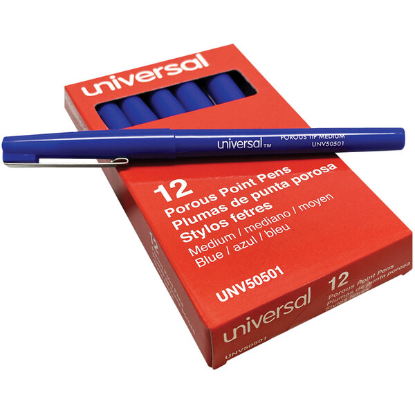 Universal One UNV50501 Blue Medium Point 0.7mm Rollerball Porous Tip ...