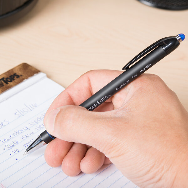 Universal One UNV15521 Comfort Grip Blue Fine Point 0.7mm Retractable ...