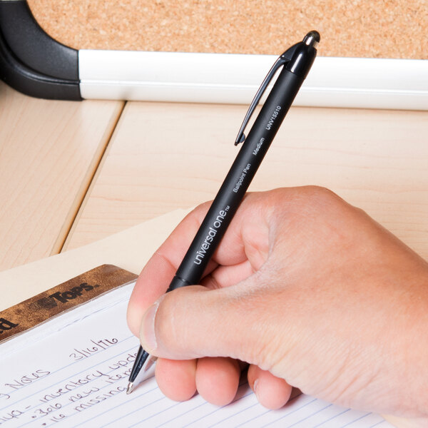 Universal One UNV15510 Comfort Grip Black Medium Point 1mm Retractable ...