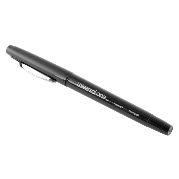 Universal One UNV50502 Black Medium Point 0.7mm Rollerball Porous Tip ...