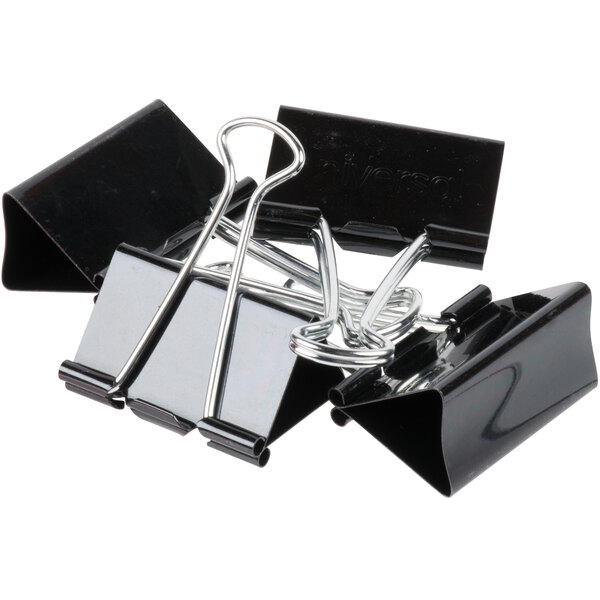 Universal UNV10220 1" Capacity Black Large Binder Clip - 12/Case
