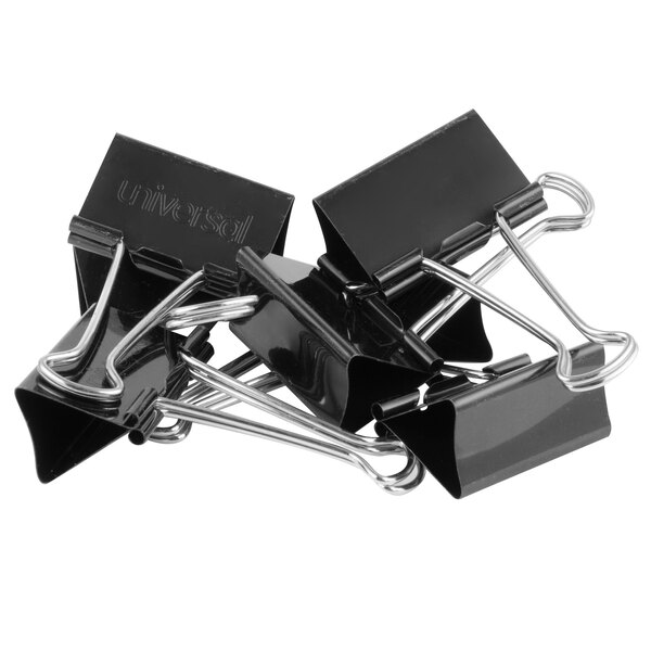 Universal UNV10220VP 1" Capacity Black Large Binder Clip - 36/Box