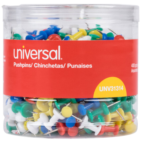 Universal UNV31314 3/8" Plastic Push Pin in Assorted Rainbow Colors ...