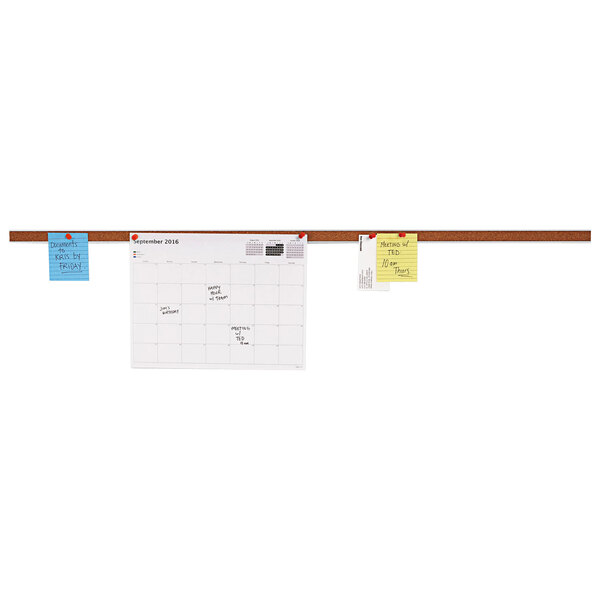 Universal UNV43436 36" x 1" Brown Cork Bulletin Bar