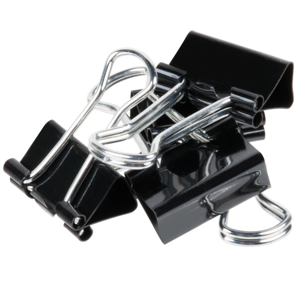 Universal UNV10200 3/8" Capacity Black Small Binder Clip - 12/Pack