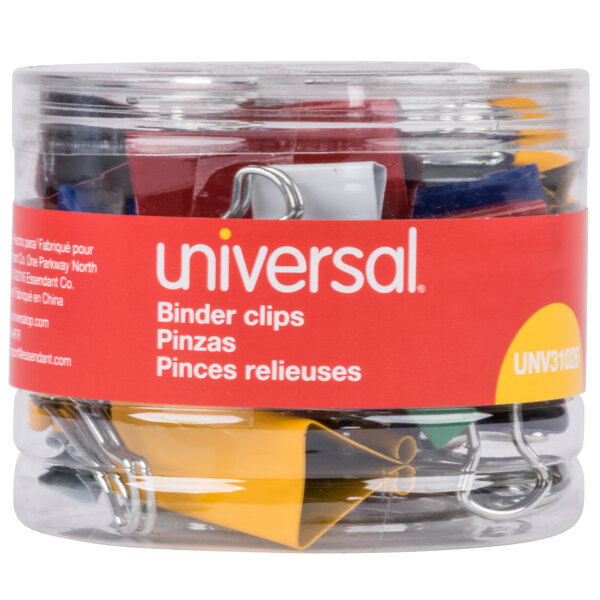 Universal UNV31026 Assorted Color Mini, Small, and Medium Binder Clips ...