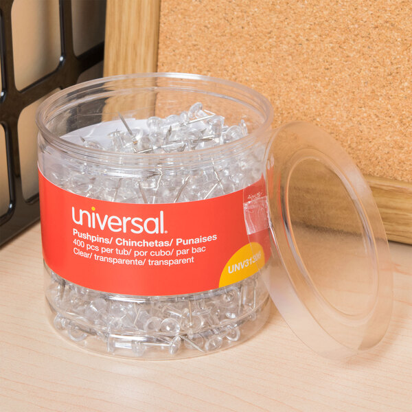 Universal UNV31306 3/8" Clear Plastic Push Pin - 400/Pack