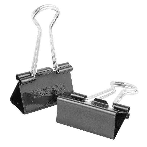 Universal UNV11124 5/8" Capacity Black Medium Binder Clip - 24/Pack