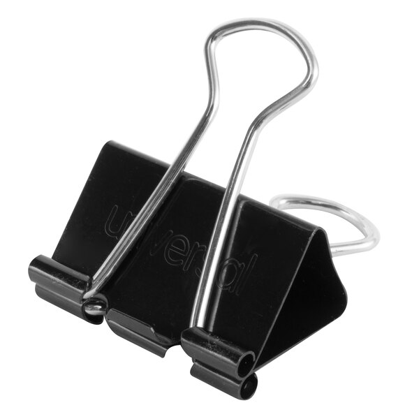 Universal UNV11124 5/8" Capacity Black Medium Binder Clip - 24/Pack