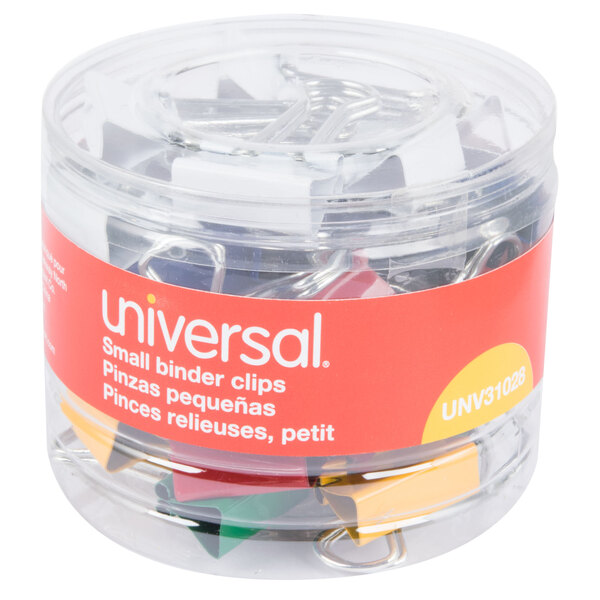 Universal UNV31028 3/8" Capacity Assorted Color Small Binder Clips - 40/Box