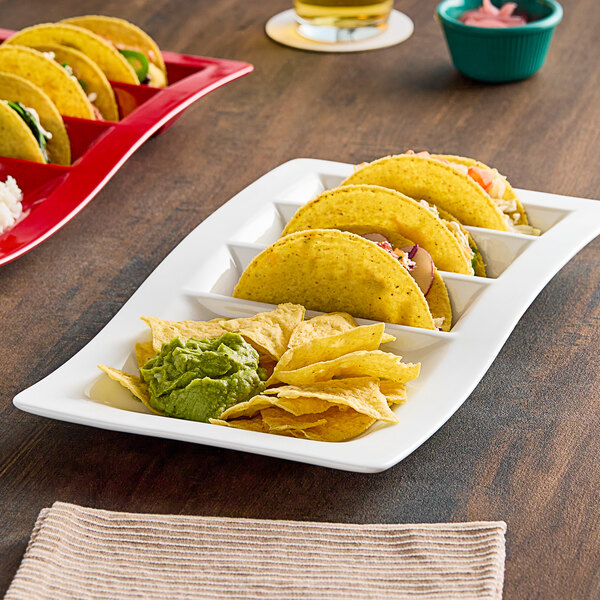 Tuxton GZP-800 TuxTrendz 14 5/8" x 8 5/8" Bright White Stackable China ...