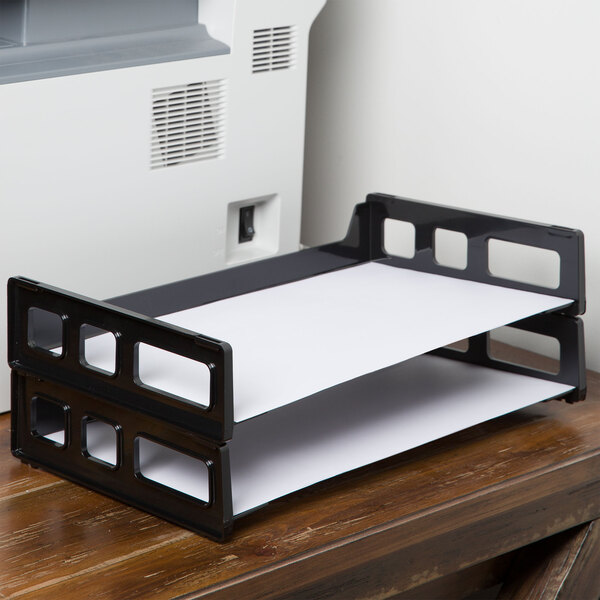 Universal UNV08101 16 1/4" x 9" x 2 3/4" Black Side Load Stackable ...