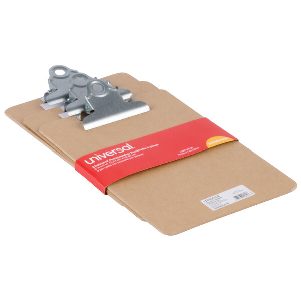 Universal UNV05610VP 3/4" Capacity 8" x 5" Brown Hardboard Clipboard ...