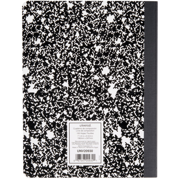 Universal UNV20930 9 3/4" x 7 1/2" Black Wide Ruled Composition ...