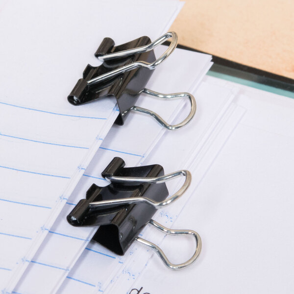 Universal UNV10199VP 1/4" Capacity Black Mini Binder Clip - 144/Pack
