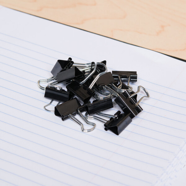 Universal UNV10199VP 1/4" Capacity Black Mini Binder Clip - 144/Pack