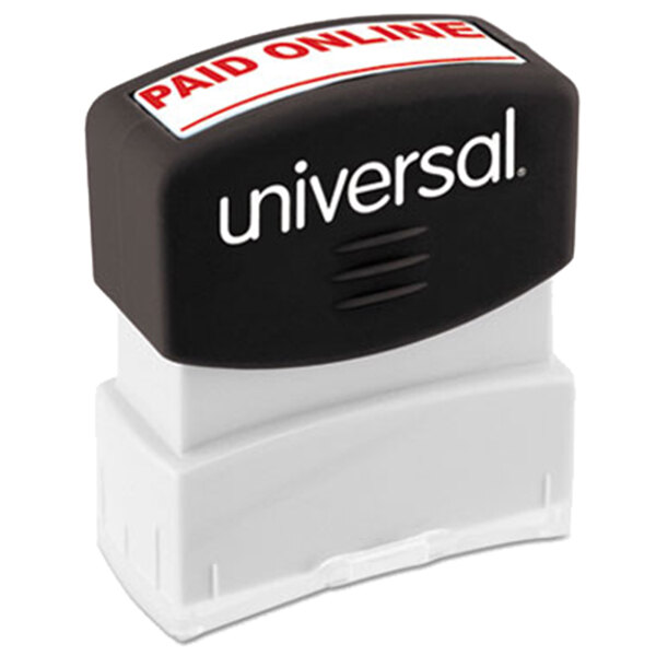 Universal UNV10156 1 11/16" x 9/16" Red Pre-Inked Paid Online Message Stamp