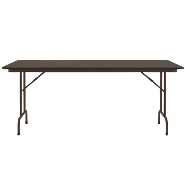 Correll Folding Table, 36" x 72" Melamine Top, Walnut