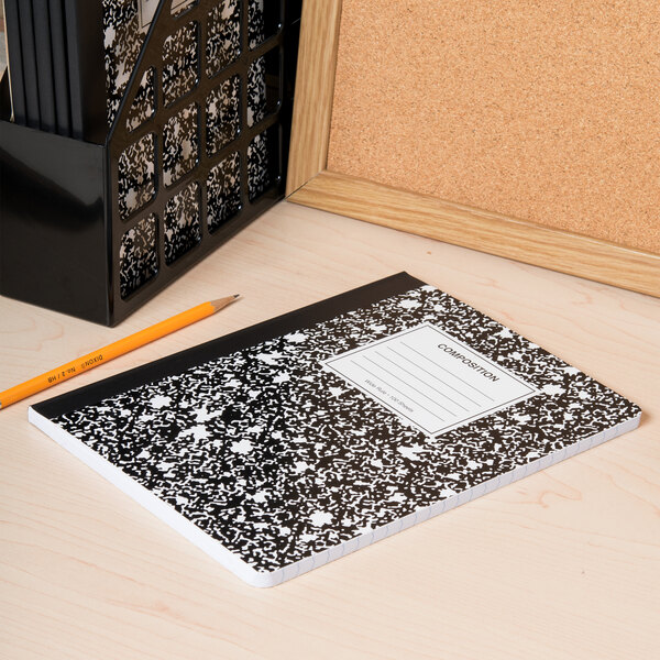 Universal UNV20936 9 3/4" x 7 1/2" Black Wide Ruled Composition ...