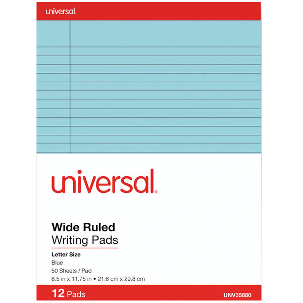 Universal UNV35880 Legal Rule Blue Perforated Note Pad, Letter - 12/Pack