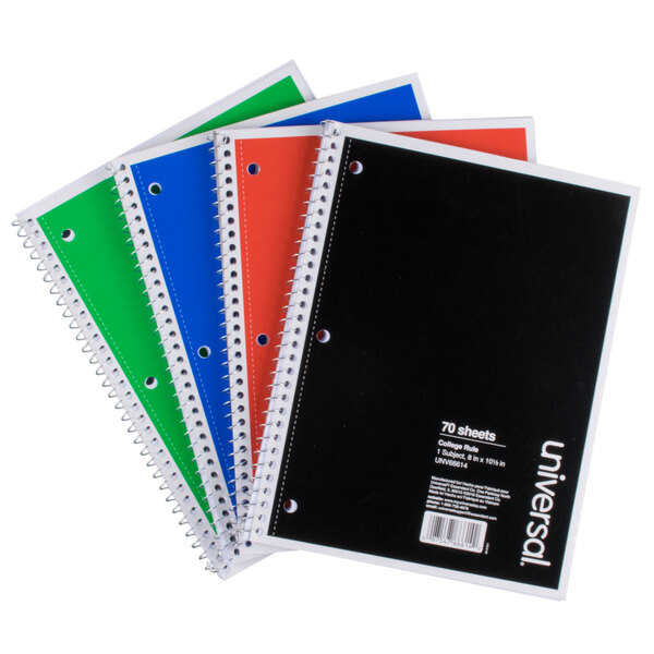 Universal UNV66614 10 1/2" x 8" Assorted Colors 1 Subject College Ruled ...